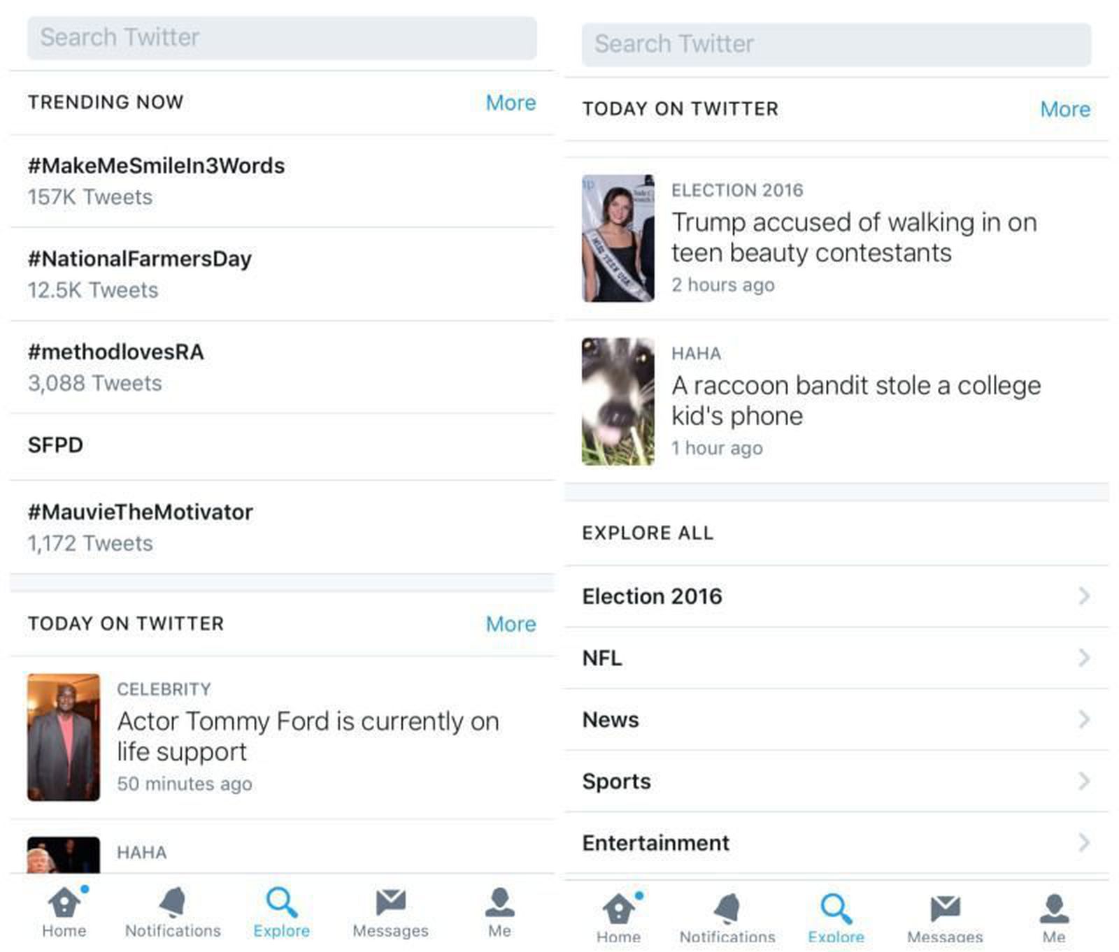 Twitter Testing Out Expanded 'Moments' Tab Now Called 'Explore' - MacRumors