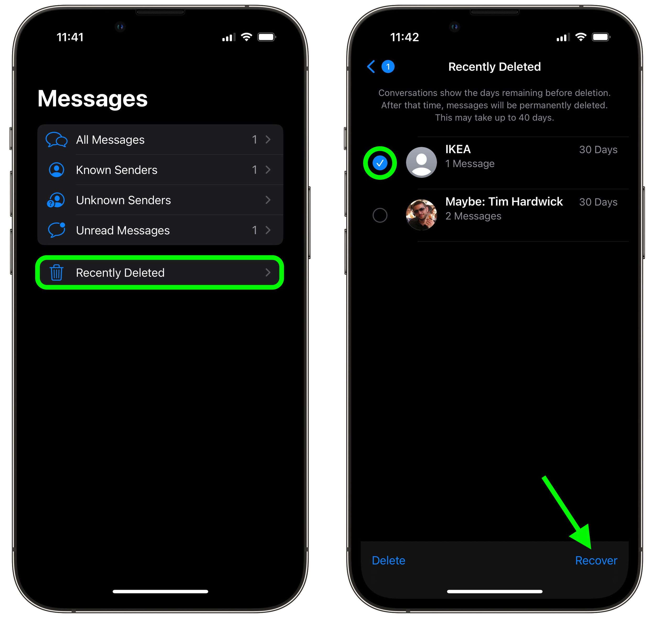Ios 16 How To Recover Deleted Messages Macrumors 2393