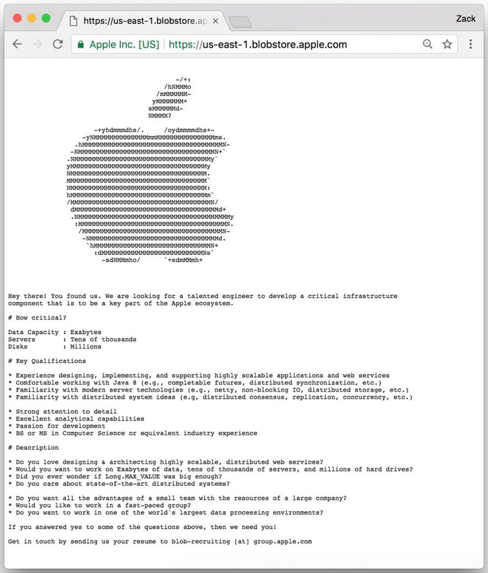 Apple Uses Hidden Web Page to Recruit for a 'Critical' Cloud ...