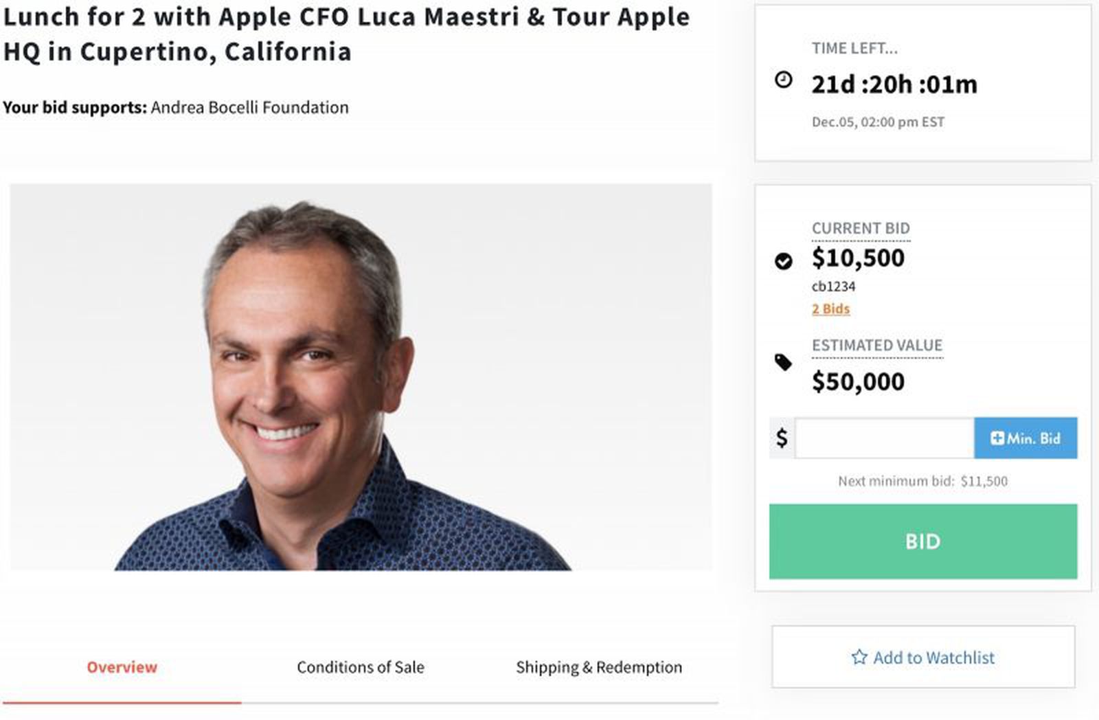 Apple CFO Luca Maestri Auctions Lunch and Apple HQ Tour for Charity ...