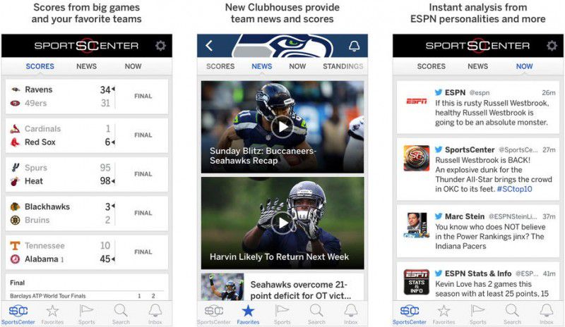 ESPN Launches Rebranded SportsCenter App with League 'Clubhouses ...