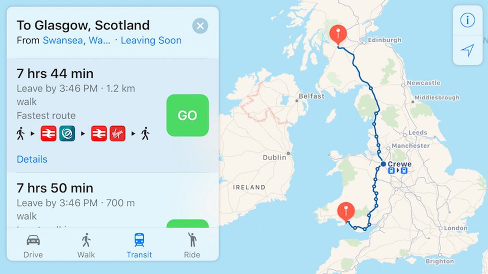 Apple Maps Expands Transit Directions Across Great Britain - MacRumors