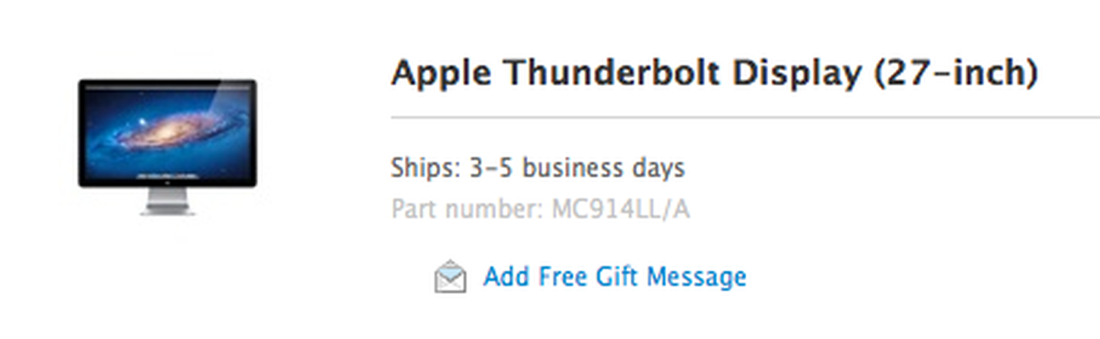 Thunderbolt Display Ship Times Improve to 3-5 Days - MacRumors