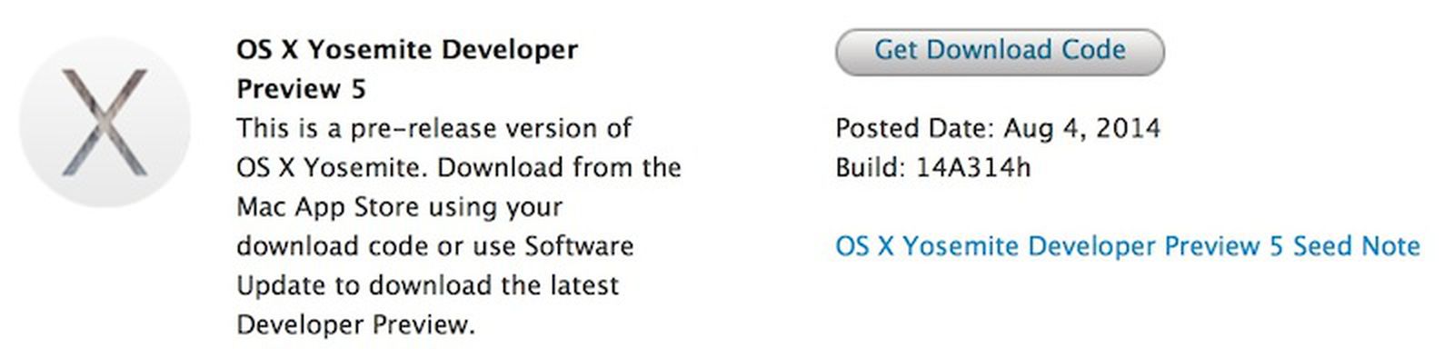 Apple Releases OS X Yosemite Developer Preview 5 - MacRumors