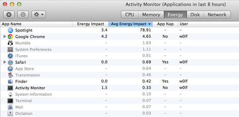 OS X Mavericks Tidbits: System Requirements, Redesigned Activity Monitor, App Battery Monitoring ...