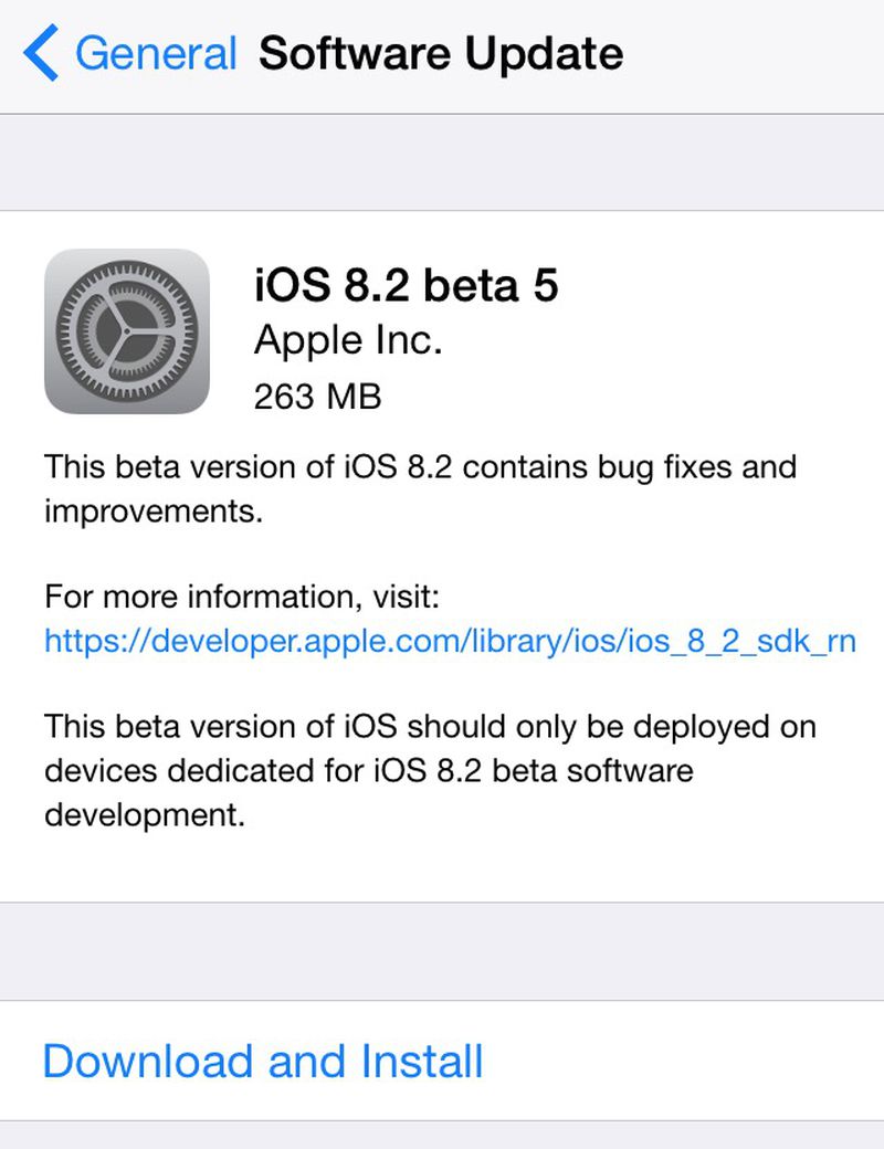 Apple Seeds Fifth iOS 8.2 Beta to Developers - MacRumors