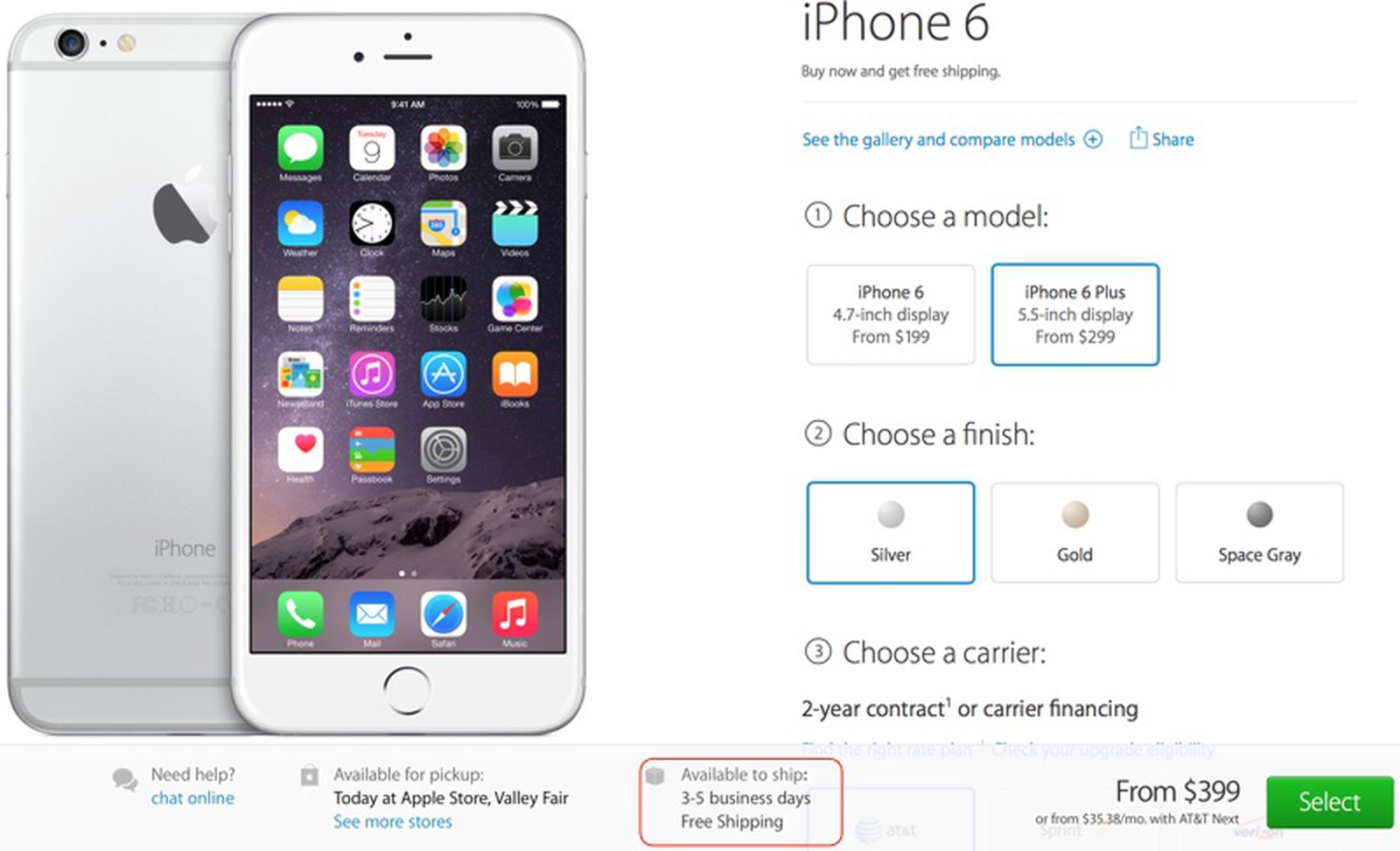 iPhone 6 and 6 Plus Shipping Times Improve to 3 to 5 Days for Many ...