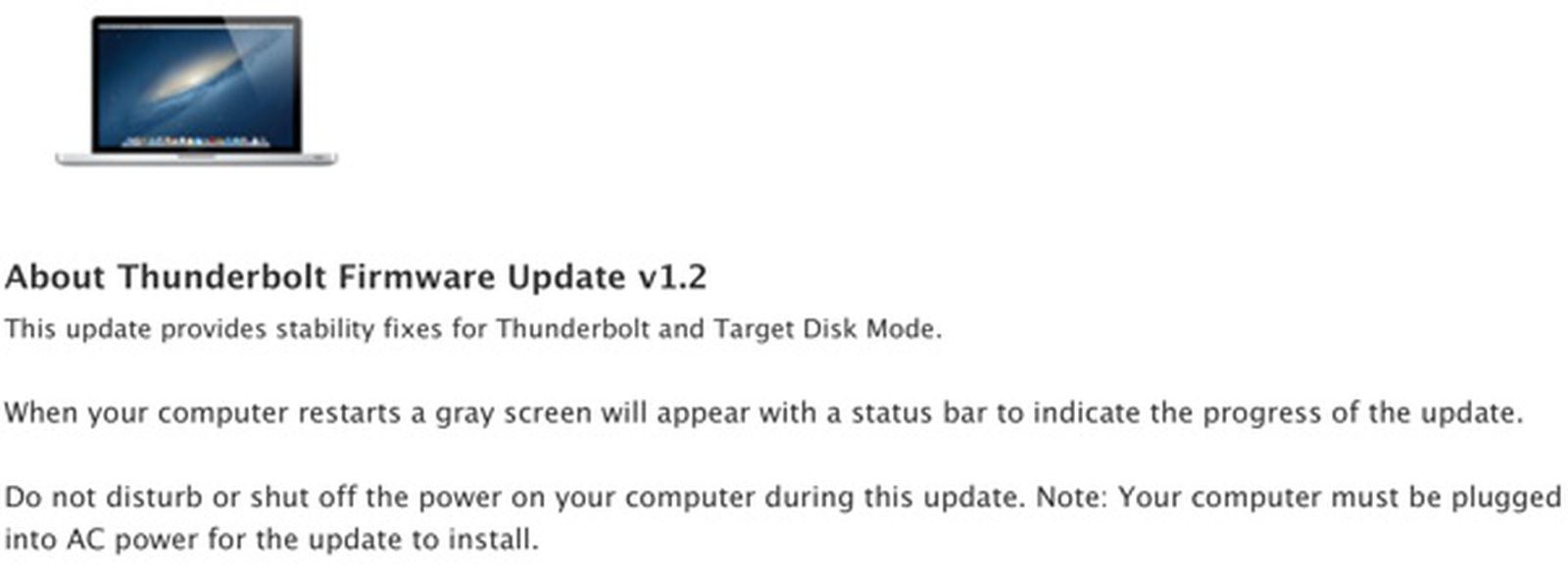 Apple Releases Thunderbolt Software Update 1.2 - MacRumors