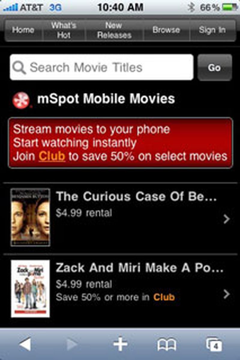 mSpot Now Offering Streaming Movie Rentals on iPhone - MacRumors