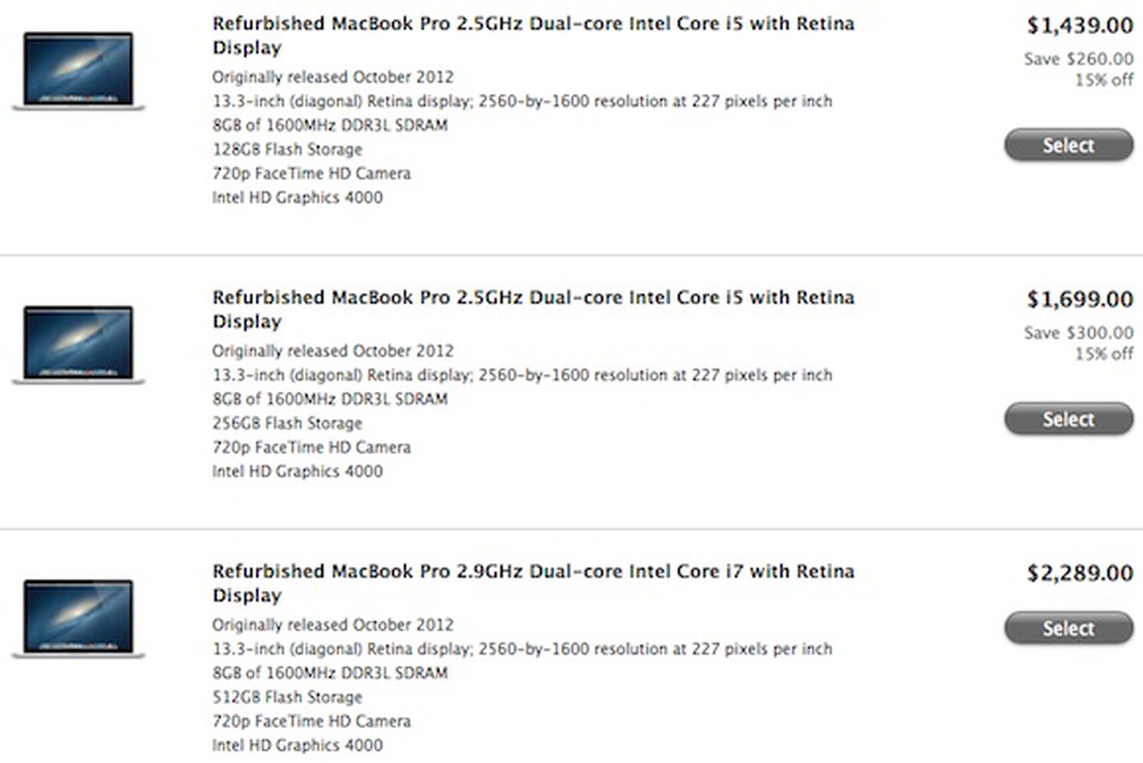Refurbished 13-Inch Retina MacBook Pro Models Appear in Apple's Online ...