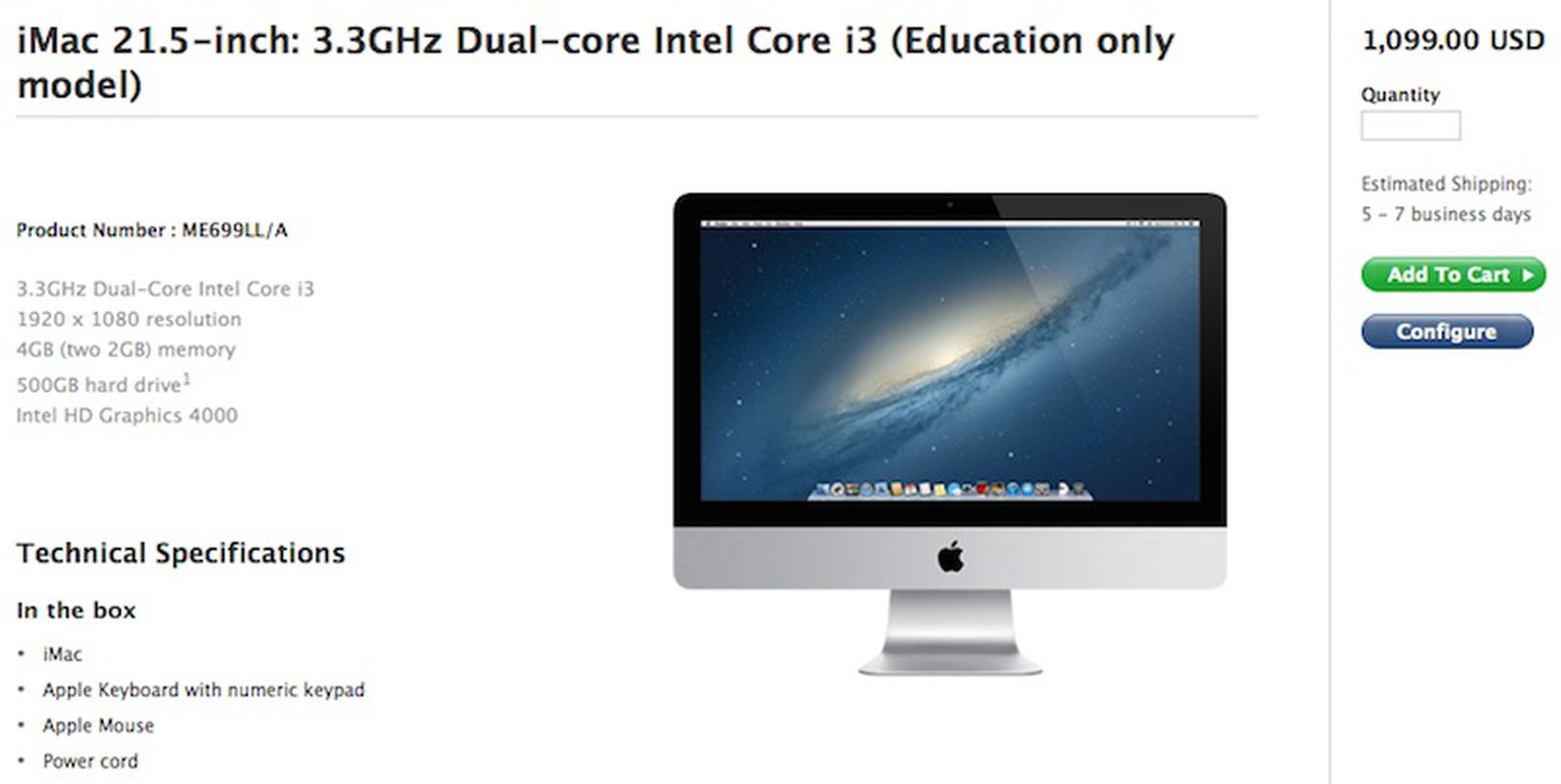 Apple Launches $1099 21.5-Inch iMac With 3.3 GHz Dual-Core i3 Processor ...