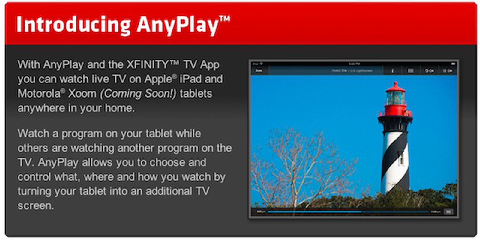 Comcast Begins Rolling Out 'AnyPlay' Live TV Streaming for iPad - MacRumors