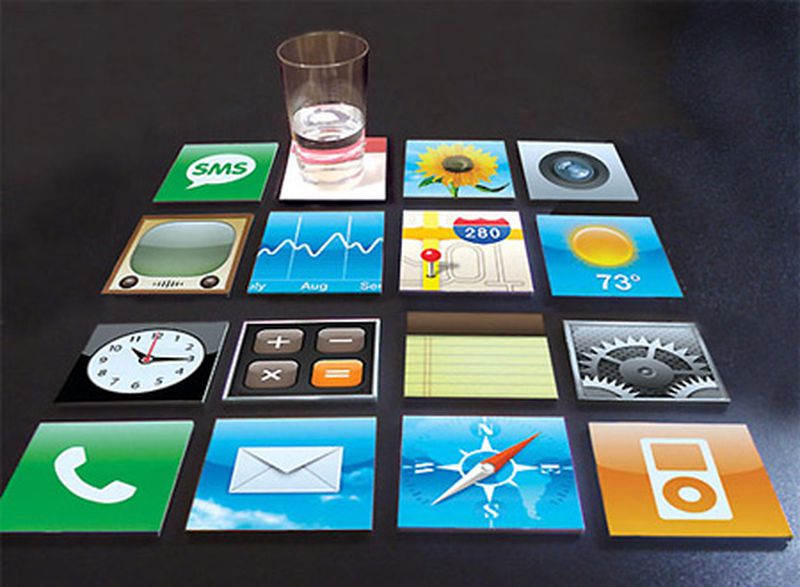 Coaster Set of 16 iPhone Icons - MacRumors