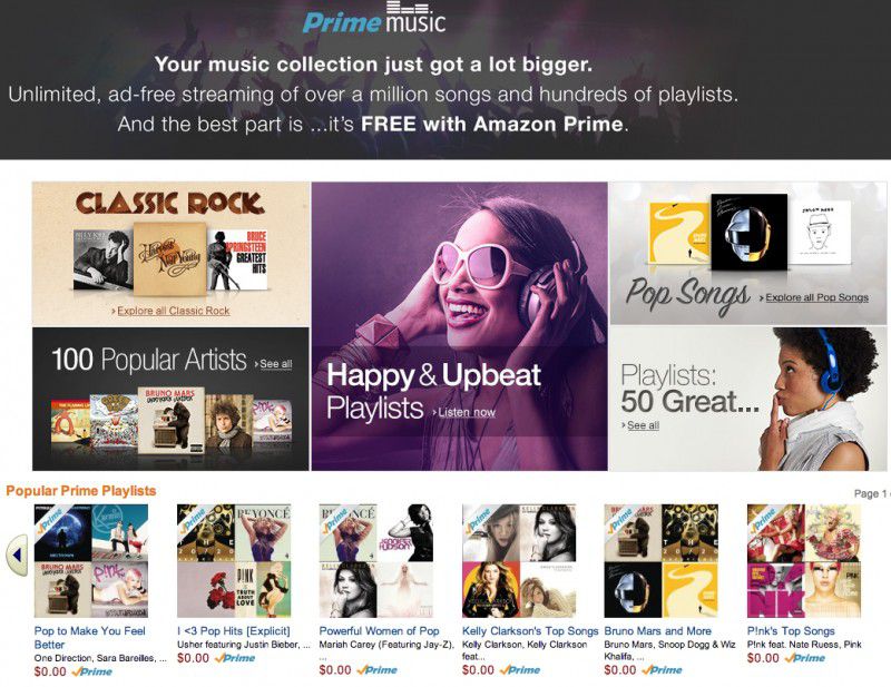 Amazon Launches 'Prime Music' Streaming Service with Access to Over One ...