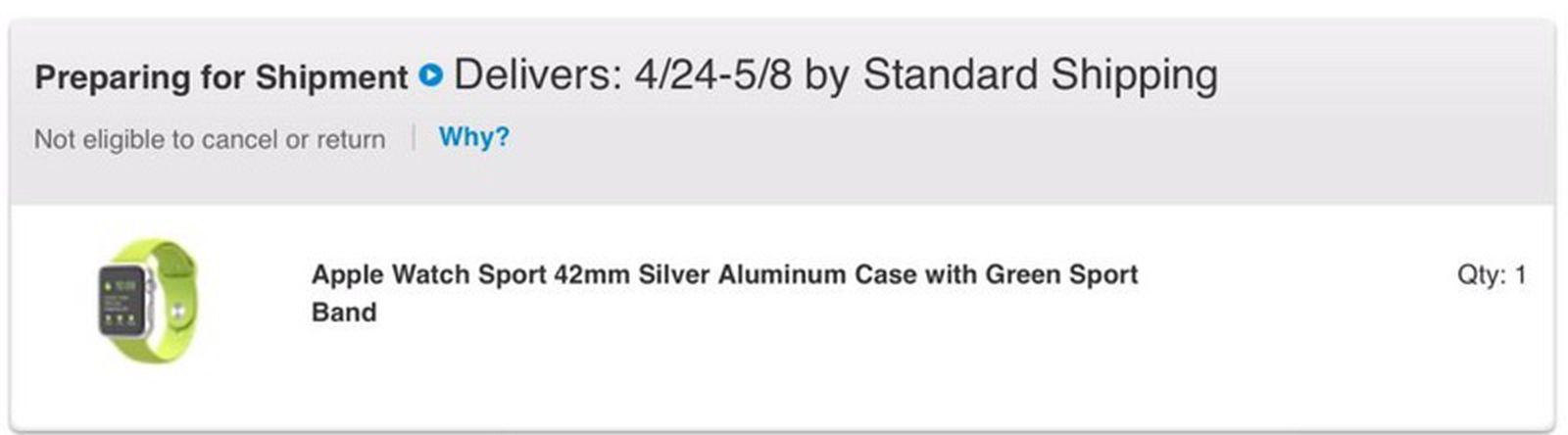 Apple Watch Order Statuses Shifting to 'Preparing for Shipment' - MacRumors