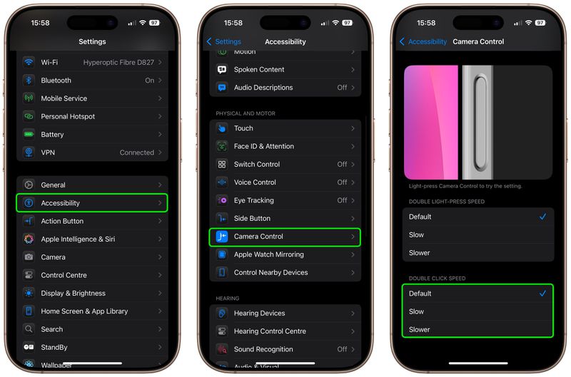 iOS 18.2: Adjust Double-Click Speed of Camera Control - MacRumors