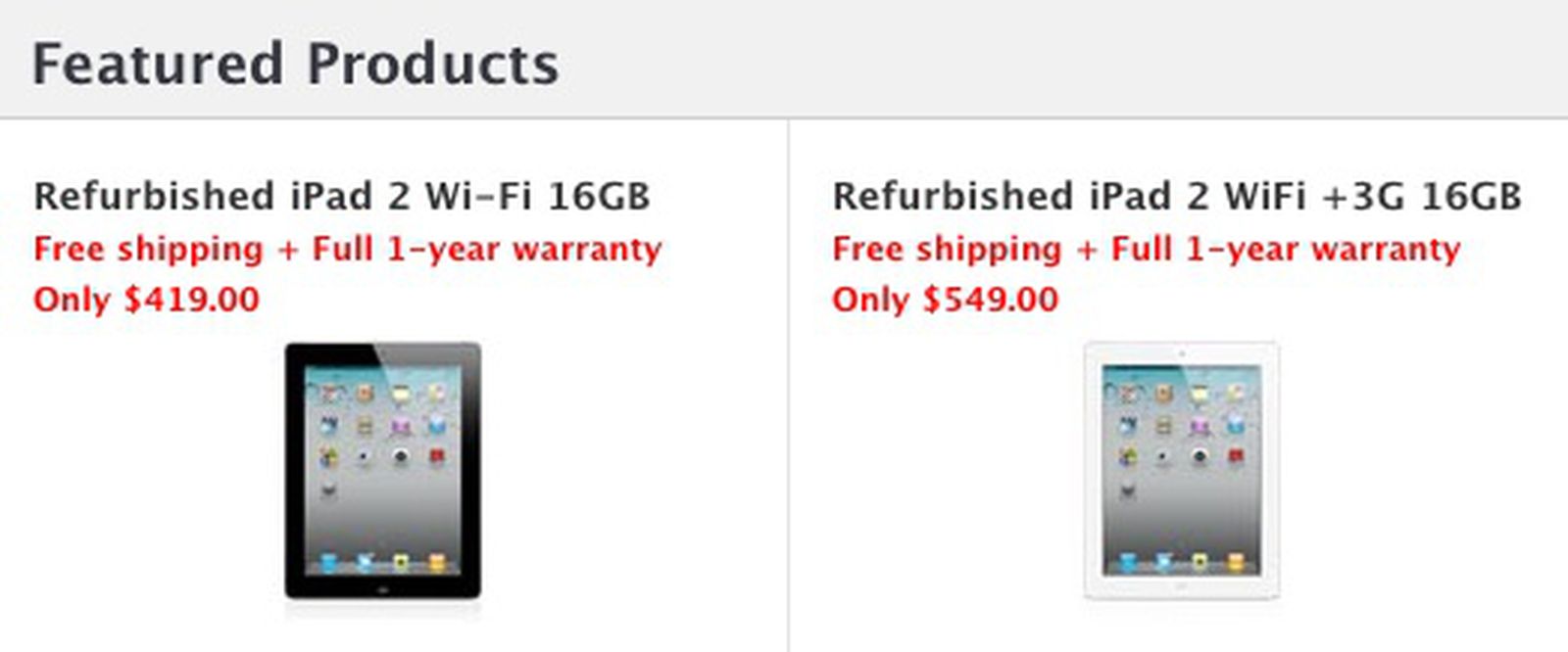Apple Cuts Prices on Refurbished iPad 2 Models by $30-$50 - MacRumors