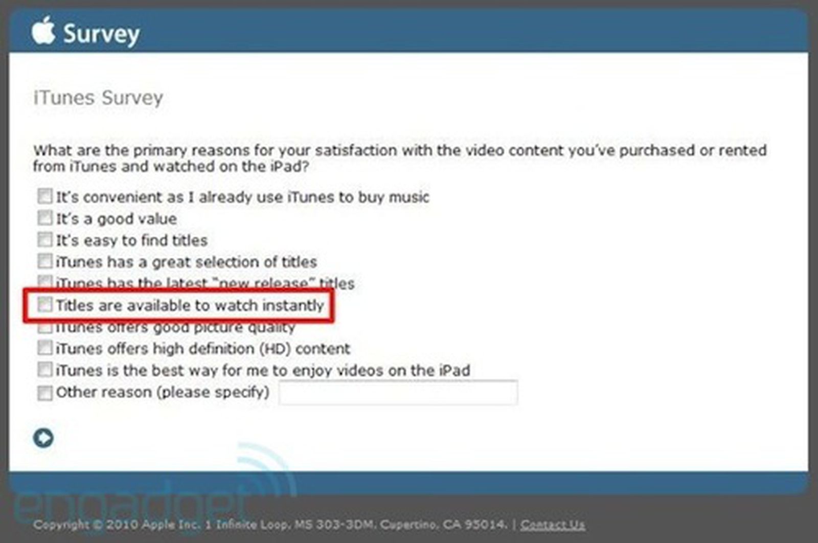 Apple Survey References Ability to 'Instantly' Watch iTunes Store Video ...