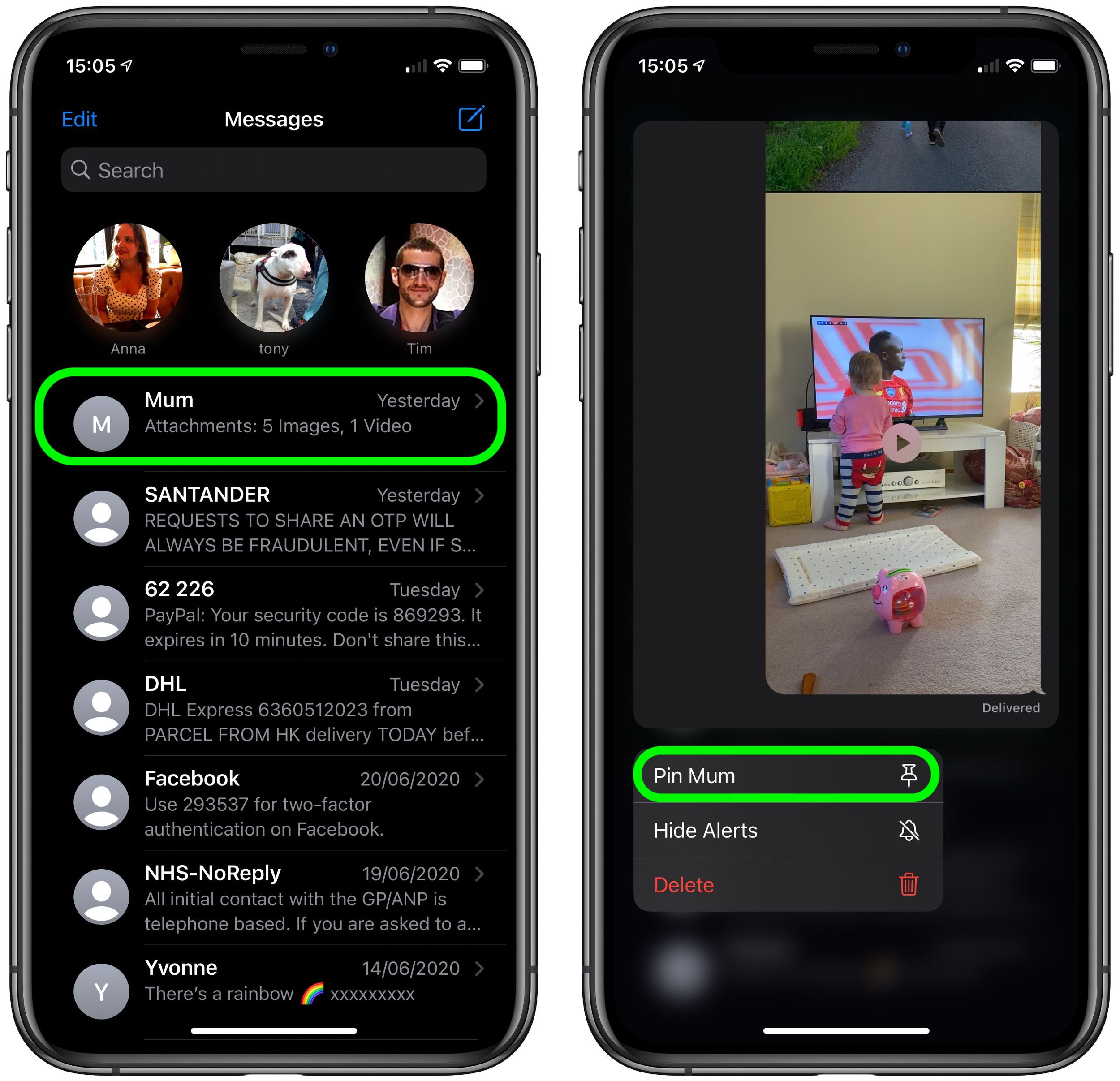 How to Pin and Unpin Conversations in the iOS 14 Messages App - MacRumors