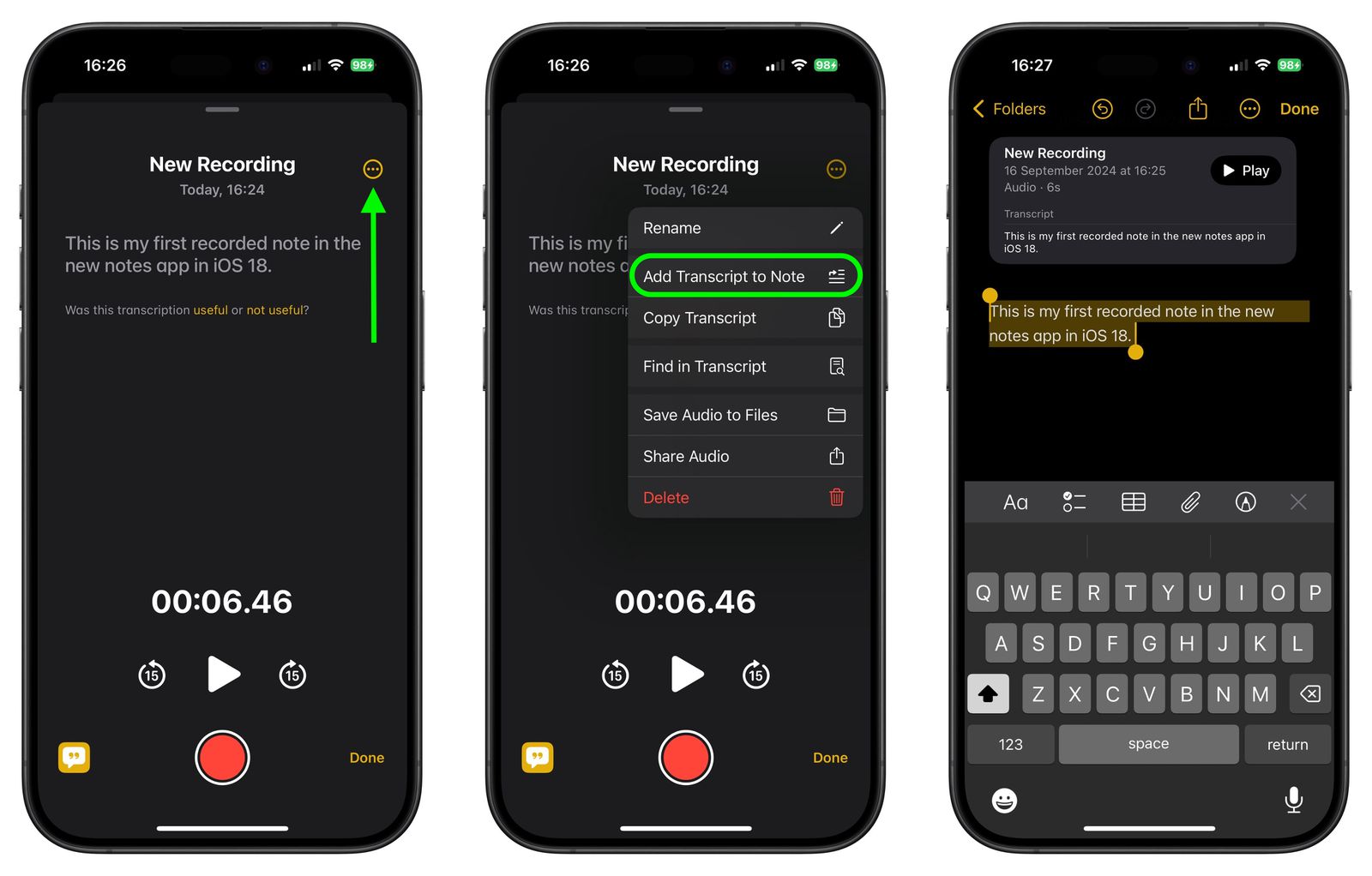 iOS 18: Recording Audio With Transcripts in Notes - MacRumors