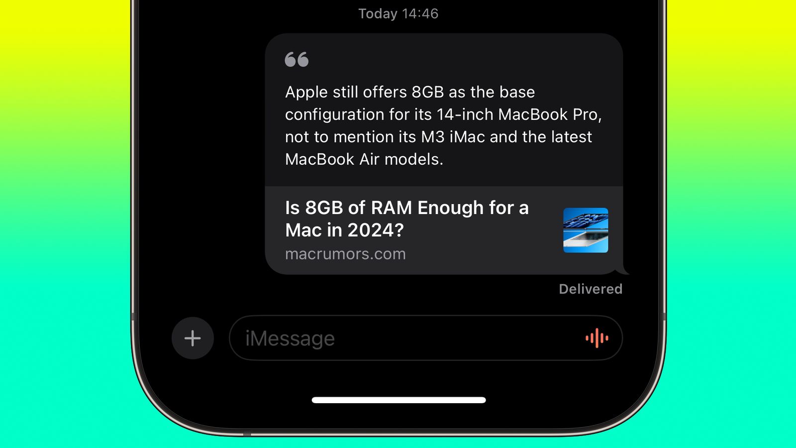 Share a Webpage Link With Quoted Text in iPhone Messages - MacRumors