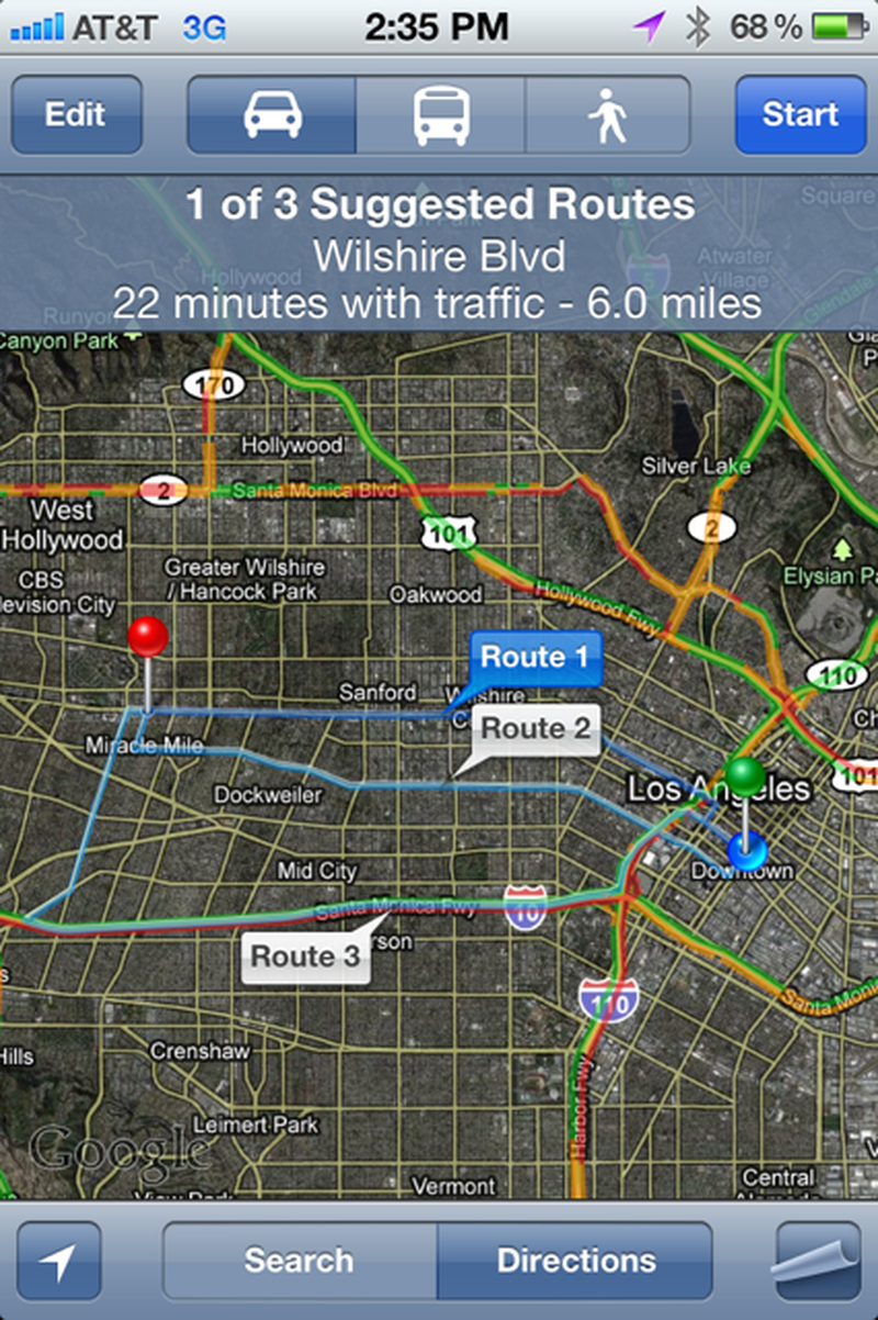 Multiple Routes Supported in iOS 5 Google Maps - MacRumors
