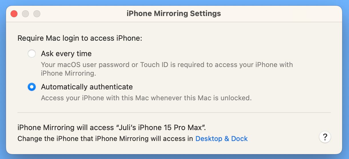 iPhone Mirroring in macOS Sequoia and iOS 18: Everything You Need to Know - MacRumors