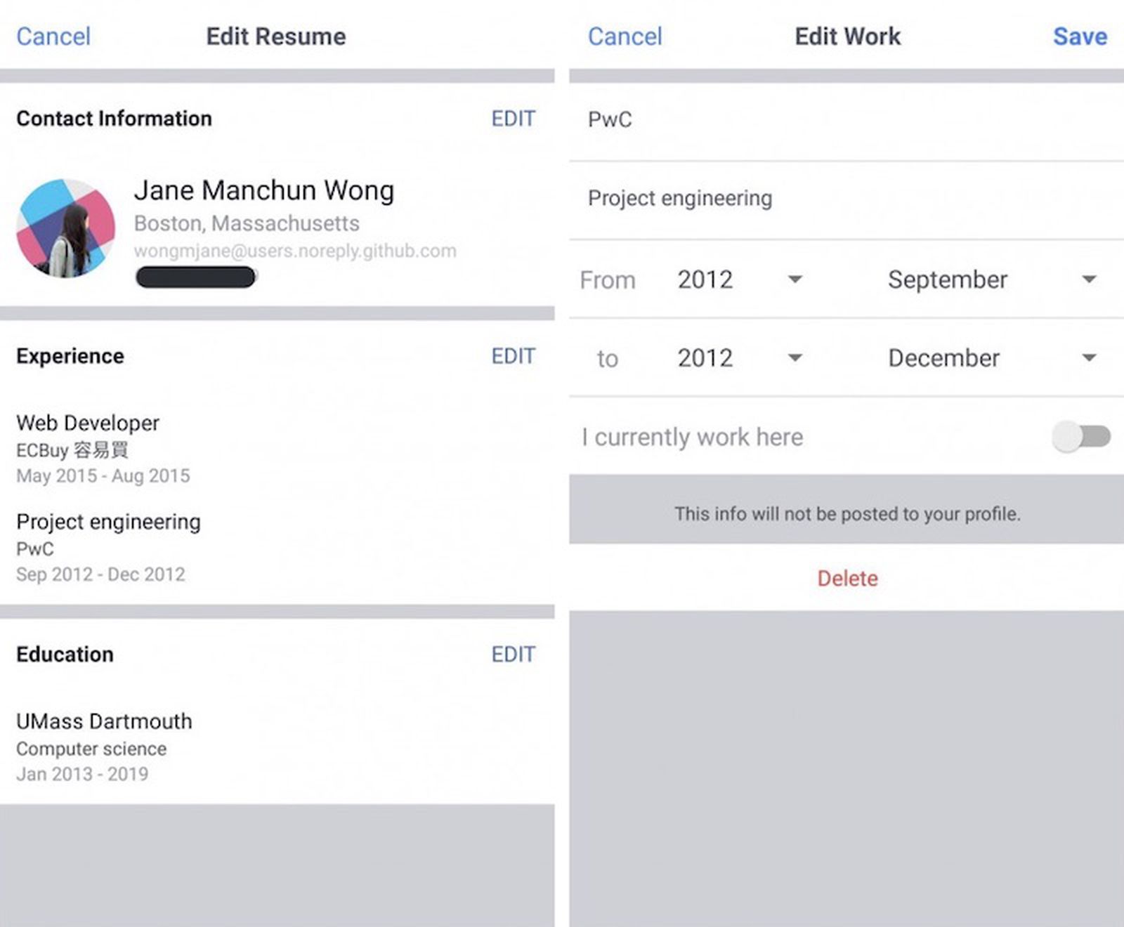 Facebook Begins Testing Résumé 'Work Histories' Feature on Mobile ...