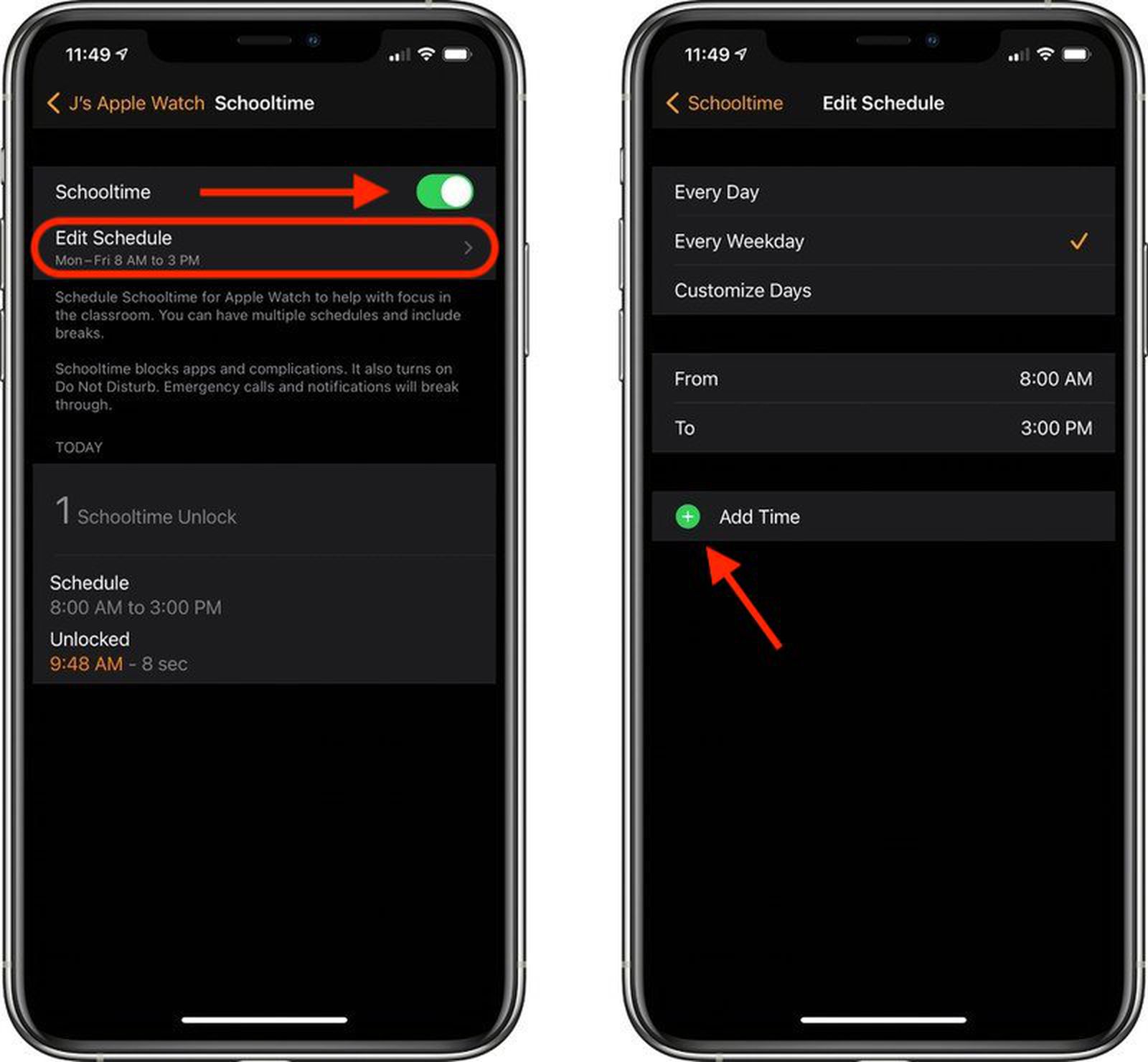 How to Set a Schooltime Schedule on Apple Watch - MacRumors