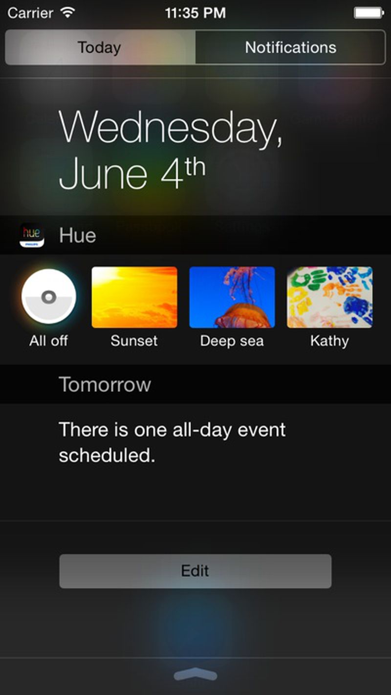 Philips Shows Off Prototype Hue Notification Center Widget for iOS 8 ...