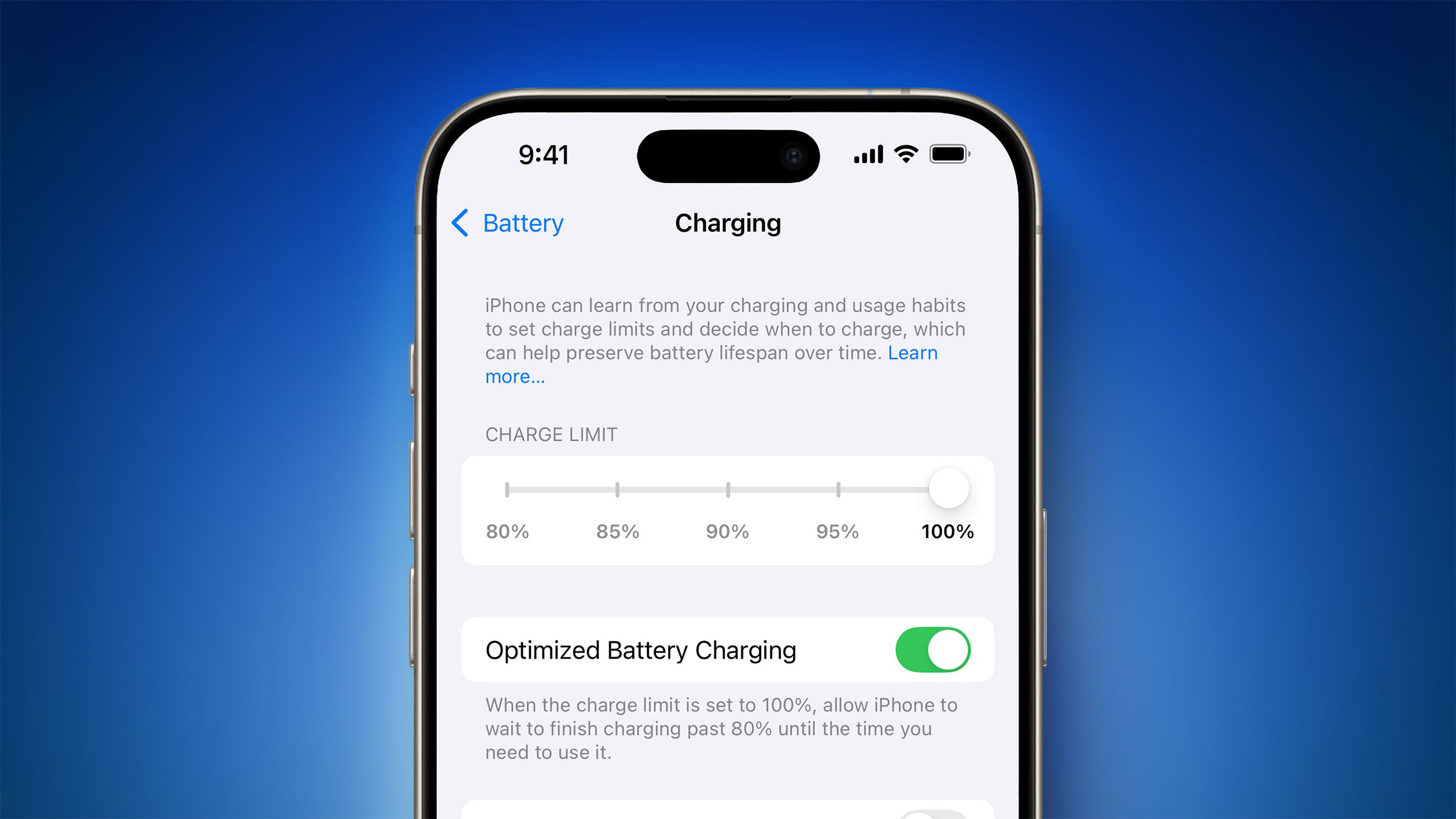iOS 18 Introduces More Charging Limit Options on iPhone 15 Models: 85%, 90%, and 95% - MacRumors