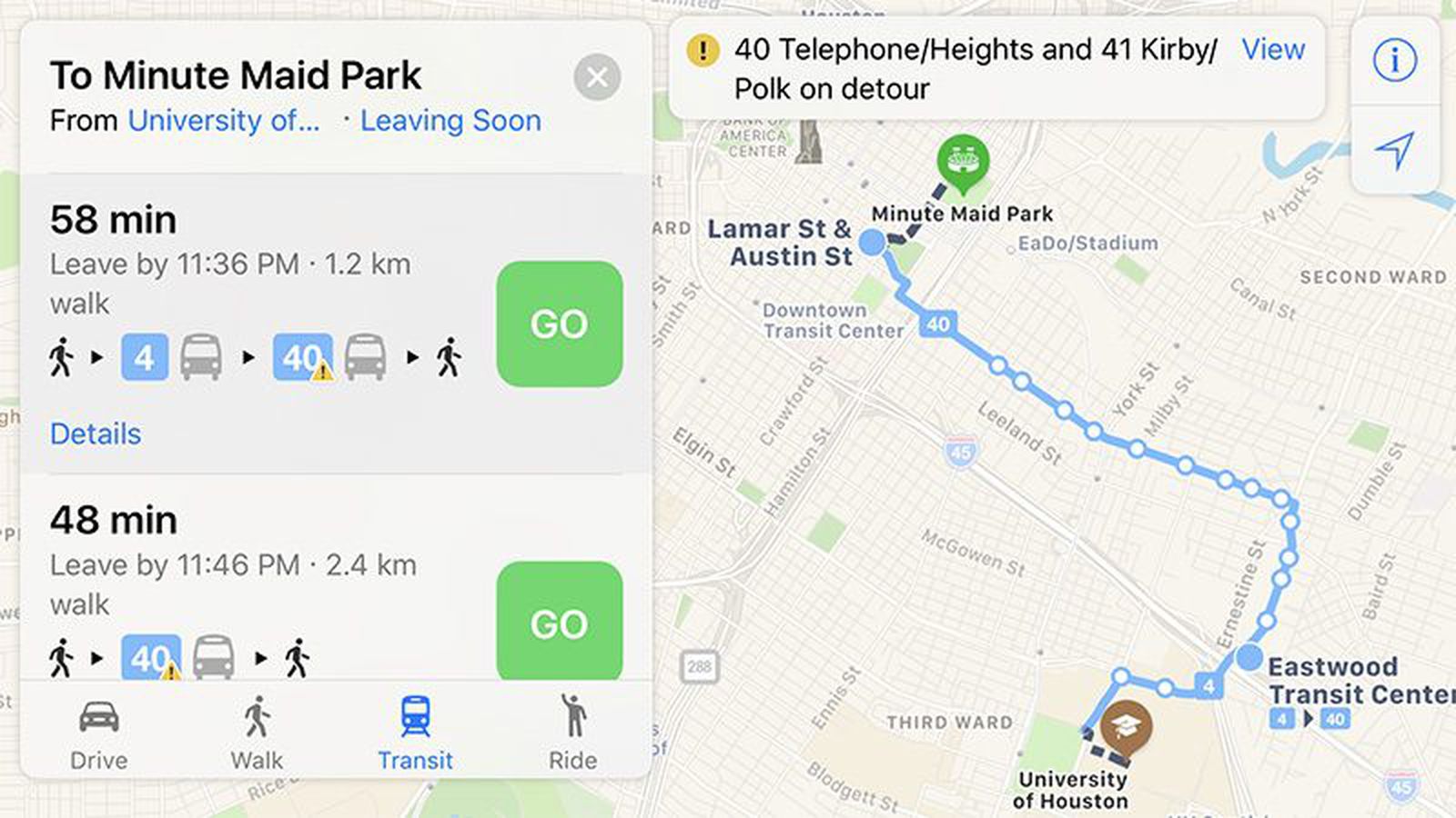 Apple Maps Now Provides Transit Directions in Houston Ahead of Super ...