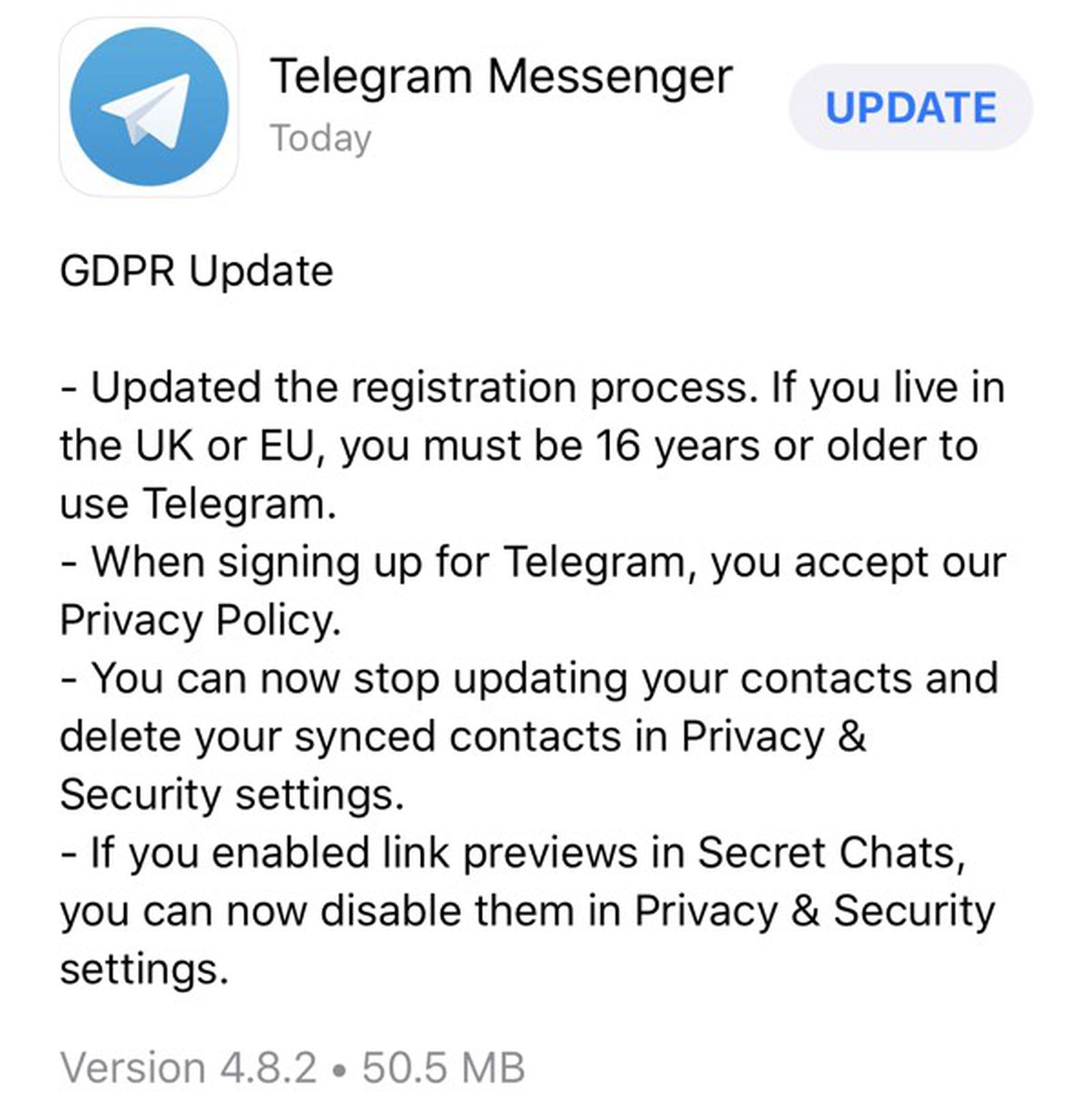 Telegram Gets First Update After Six Week App Store Lockout - MacRumors