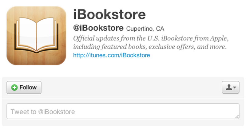 Apple Launches Twitter Account for U.S. iBookstore - MacRumors