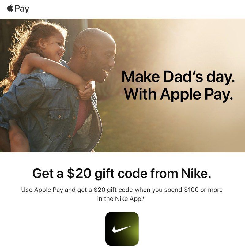 Apple Pay Promo Offers $20 Gift Code With $100+ Purchase From Nike App ...