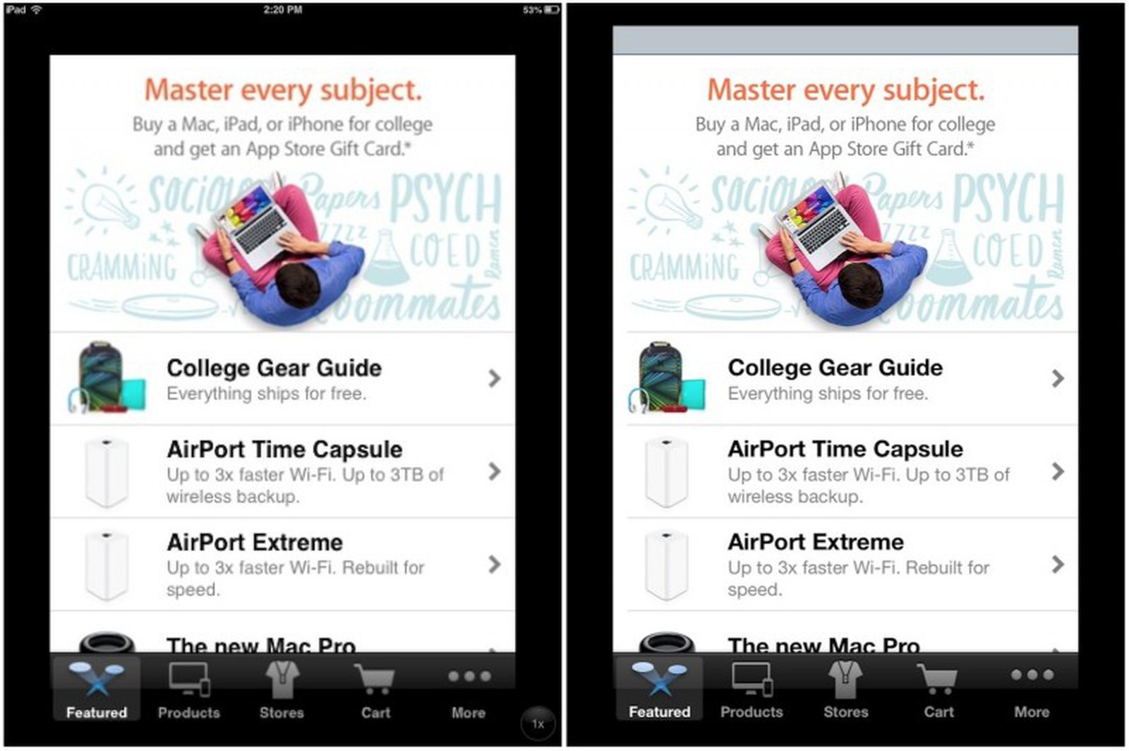 iOS 7 Leverages Retina iPhone App Assets to Improve '2x' Mode on Non ...