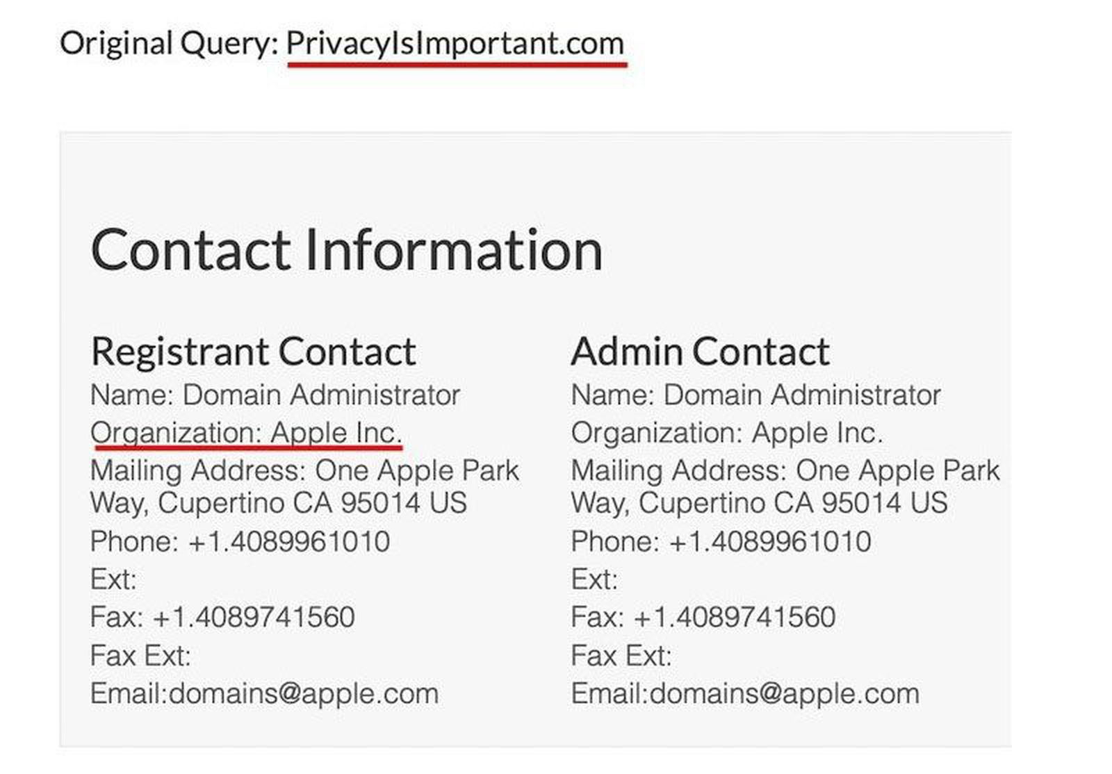 Apple Registers PrivacyIsImportant.com Domain Name - MacRumors