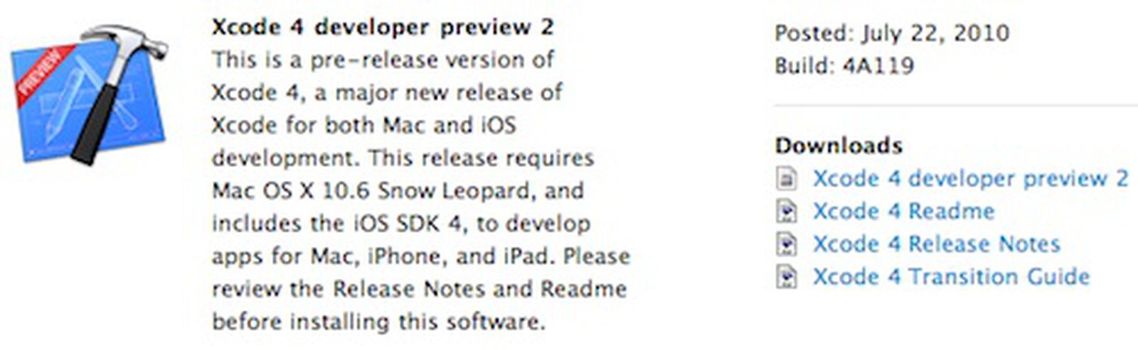 Apple Releases Second Developer Preview of Xcode 4 - MacRumors