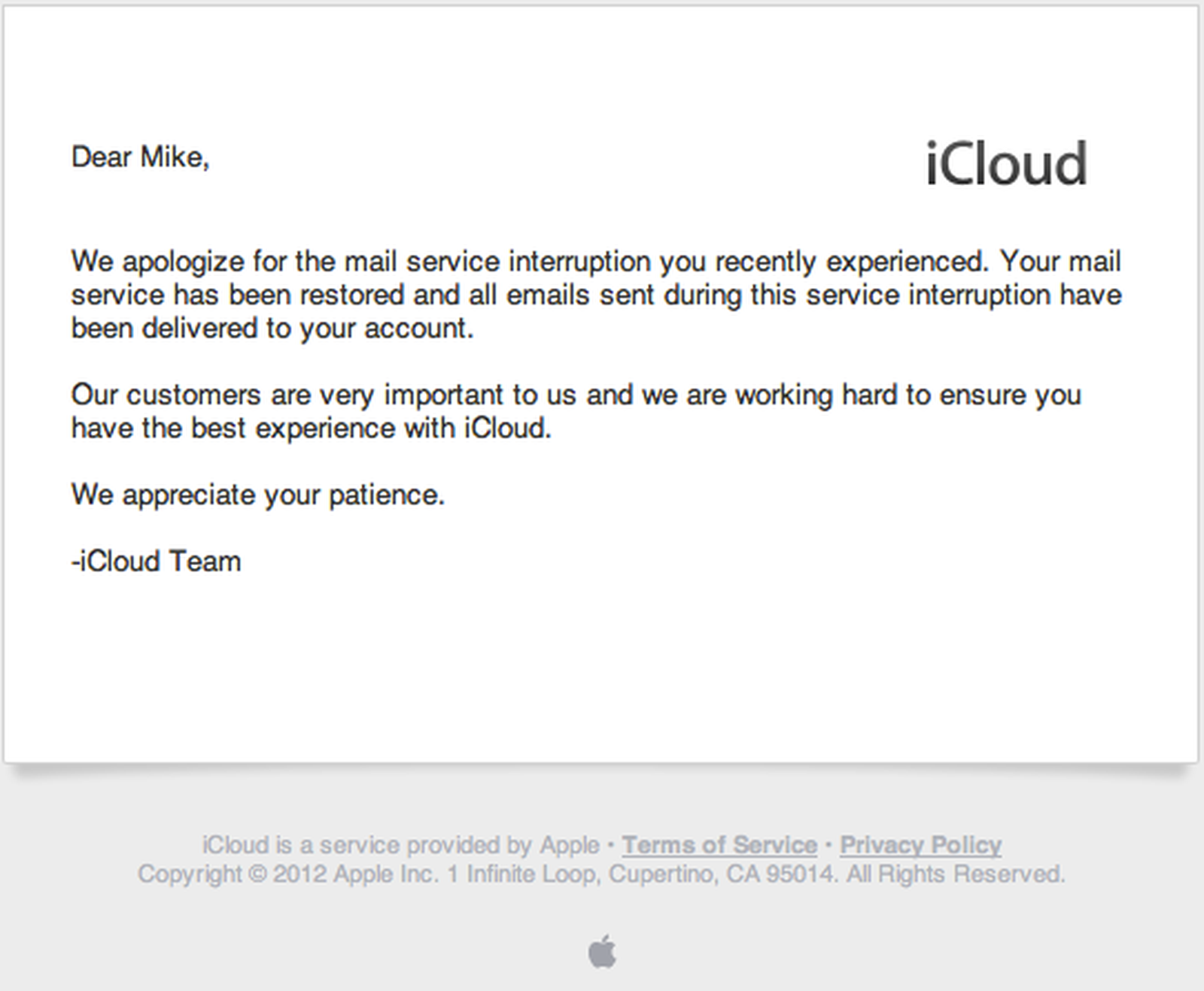 Apple Sends Emailed Apologies For I Outage MacRumors
