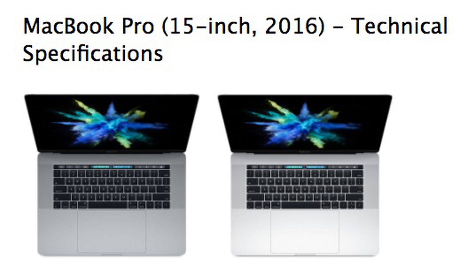 Apple Drops 'Late' From 'Late 2016' MacBook Pro Model Names - MacRumors