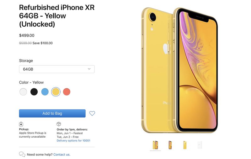 Apple Begins Selling Refurbished iPhone XR Models - MacRumors