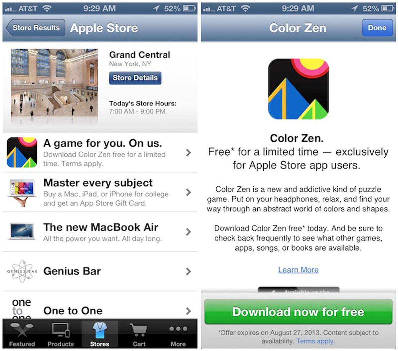 Apple Begins Offering Free Content in 'Apple Store' iOS App with 'Color ...