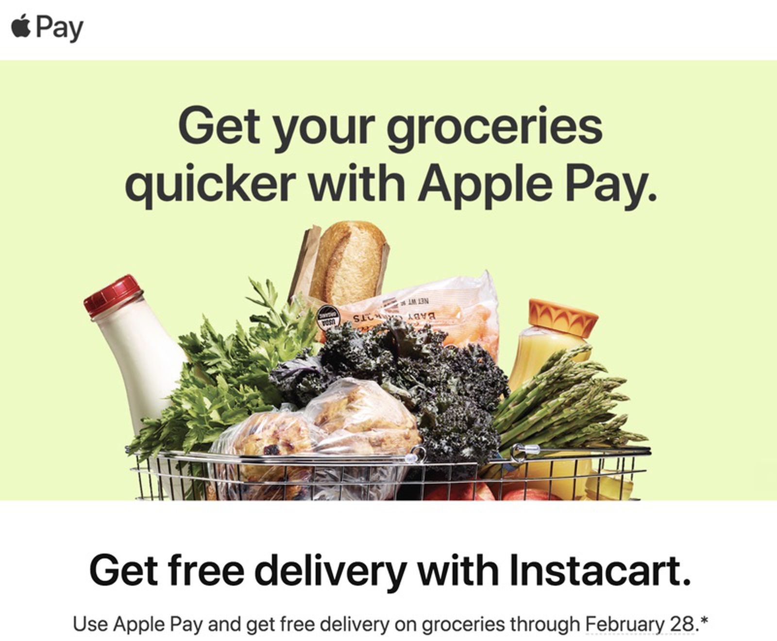 Apple Pay Promo Offers Free Delivery With Instacart - MacRumors