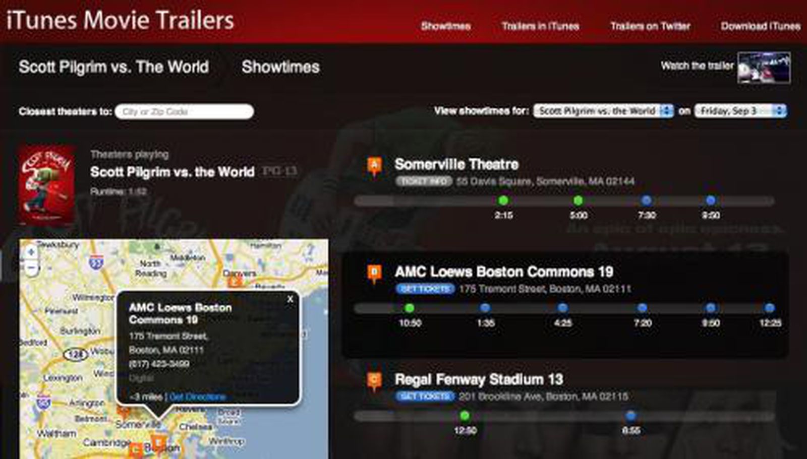 Apple Adds Showtimes to Movie Trailer Site - MacRumors