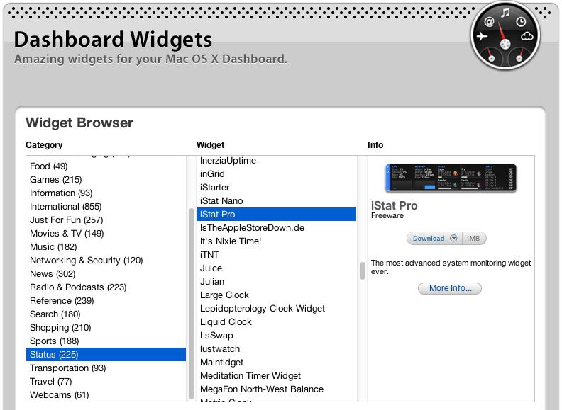 Apple's Dashboard Widget Download Site for OS X Broken - MacRumors