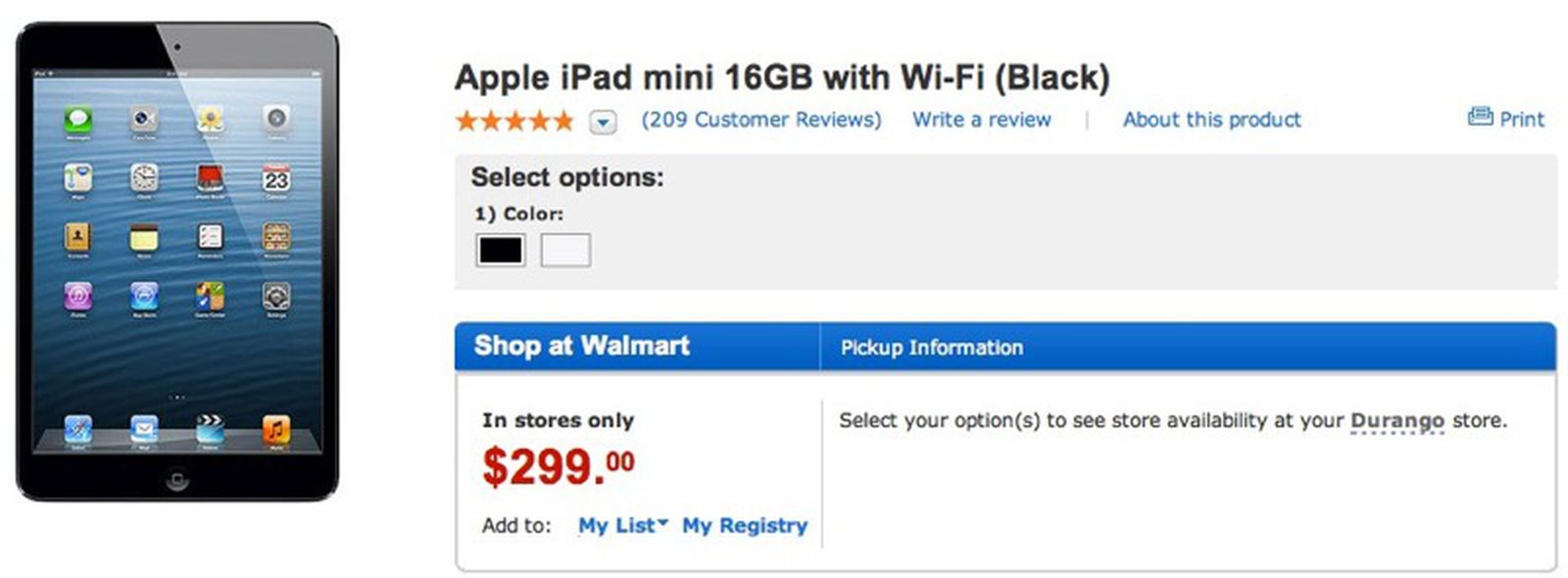 Walmart Offering 16GB Wi-Fi iPad Mini for $299 - MacRumors