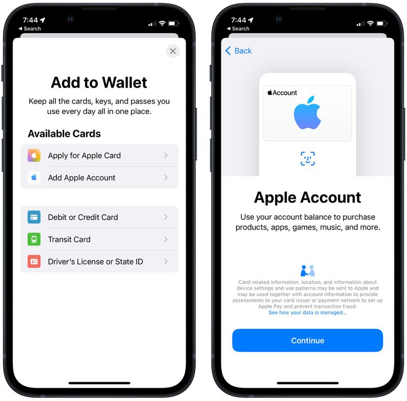 Wallet prend désormais en charge les cartes de compte Apple sur iOS 15.5