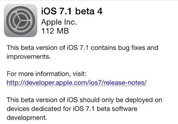 Apple Releases iOS 7.1 Beta 4 to Developers - MacRumors
