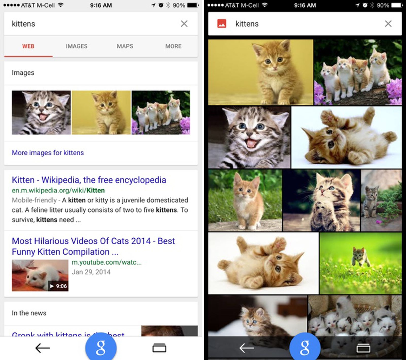 Google App for iOS Updated With Material Design, Maps Integration ...