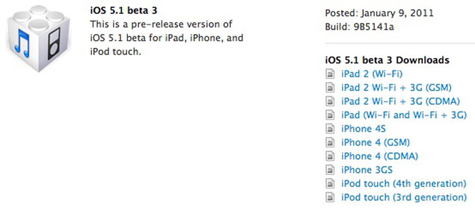 Apple Seeds iOS 5.1 Beta 3 to Developers, Restores 'Enable 3G' Toggle ...